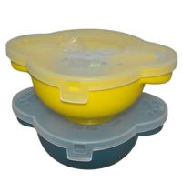 China Reusable Baby Silicone Bowl Small Suction Silicone Divided Plate Spoon With Lid Set for sale