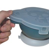 China Reusable Baby Silicone Bowl Small Suction Silicone Divided Plate Spoon With Lid Set for sale