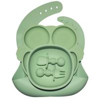 China 6 Pcs Silicone Baby Feeding Plates Sets With Cup Bib Fork Spoon MHC Tableware Nontoxic for sale