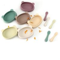 China Suction Bowl Silicone Feeding Set Divided Suction Plate Cup Toddler Utensils Spoon for sale