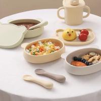 China Suction Bowl Silicone Feeding Set Divided Suction Plate Cup Toddler Utensils Spoon for sale