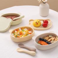 China Suction Bowl Silicone Feeding Set Divided Suction Plate Cup Toddler Utensils Spoon for sale