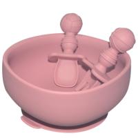 China 6 Pcs Silicone Baby Feeding Plates With Cup Bib Bowl Fork Spoon Nontoxic Food Tray Dishes for sale