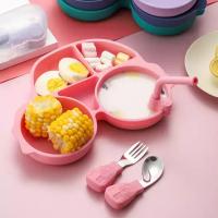China Portable Silicone Suction Food Storage Container MHC Kids Baby Plate With Straw for sale