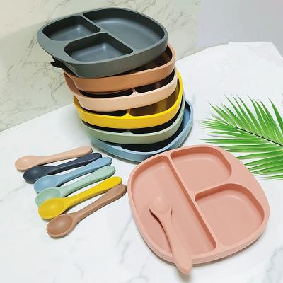 China Customized  Silicone Baby Plate With Suction Feeding Nonslip Toddlers For Children for sale