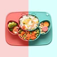 China Suction Cup Children Tableware Plates Dish Baby Silicone Crockery Toddlers Dishware Antiskid for sale