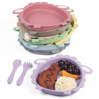 China Sheep Divided Safe Infant Food Plate Baby Silicone Led Weaning Feeding For Toddlers for sale