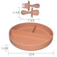 China MHC Tableware Baby Silicone Feeding Set Plate Fork And Spoon For Toddlers Kids for sale