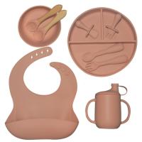 China MHC Tableware Baby Silicone Feeding Set Plate Fork And Spoon For Toddlers Kids for sale