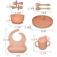 China MHC Tableware Baby Silicone Feeding Set Plate Fork And Spoon For Toddlers Kids for sale