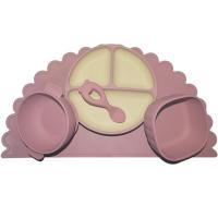 China Ergonomic Silicone Baby Feeding Set Silicone Childrens Plates Fork And Spoon For Toddlers for sale