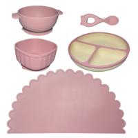 China Ergonomic Silicone Baby Feeding Set Silicone Childrens Plates Fork And Spoon For Toddlers for sale