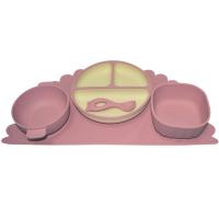 China Ergonomic Silicone Baby Feeding Set Silicone Childrens Plates Fork And Spoon For Toddlers for sale
