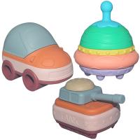 China MHC Montessori Educational Building Block Set Toys Colored Silicone Stacking Blocks for sale