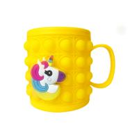 China Safe And Efficient Baby Feeding Silicone Removable Cartoon Mug Pinch Children'S Love Toothbrush Mug for sale