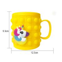 China Safe And Efficient Baby Feeding Silicone Removable Cartoon Mug Pinch Children'S Love Toothbrush Mug for sale