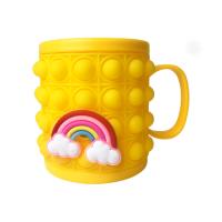 China Safe And Efficient Baby Feeding Silicone Removable Cartoon Mug Pinch Children'S Love Toothbrush Mug for sale