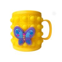 China Safe And Efficient Baby Feeding Silicone Removable Cartoon Mug Pinch Children'S Love Toothbrush Mug for sale