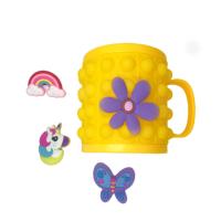 China Safe And Efficient Baby Feeding Silicone Removable Cartoon Mug Pinch Children'S Love Toothbrush Mug for sale