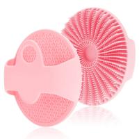 China Customized Logo Ellipse Pink Massager Brush Scalp Brush Silicone Back Bath Brushes Scrubbers for sale