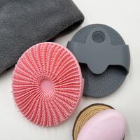 China Customized Logo Ellipse Pink Massager Brush Scalp Brush Silicone Back Bath Brushes Scrubbers for sale