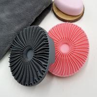 China Customized Logo Ellipse Pink Massager Brush Scalp Brush Silicone Back Bath Brushes Scrubbers for sale