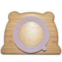 China MHC Silicon Divided Suction Dining Kids Wooden Food Bamboo Cutlery Silicon Baby Plate for sale
