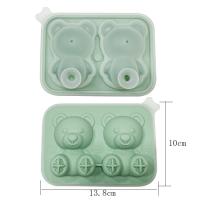 China MHC Bpa Free Ice Cube Tray With Lid And Bin Large Easy Release 3D Bear Shape Silicone Ice Cube Tray for sale