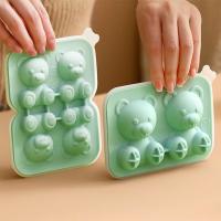 China MHC Bpa Free Ice Cube Tray With Lid And Bin Large Easy Release 3D Bear Shape Silicone Ice Cube Tray for sale