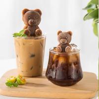 China MHC Bpa Free Ice Cube Tray With Lid And Bin Large Easy Release 3D Bear Shape Silicone Ice Cube Tray for sale