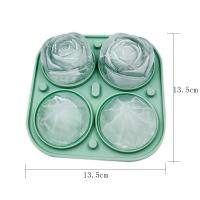 China MHC Custom Shape 3D Flower Ice Cube Tray With Lid Non-Spill 4 Rosette And Diamond Ice Cream Tools for sale