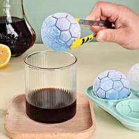 China MHC Eco-Friendly Silicone Ice Cube Trays For Freezer With Cover Balls 3D Football Round Ice Mould for sale