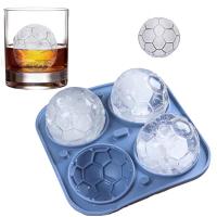 China MHC Eco-Friendly Silicone Ice Cube Trays For Freezer With Cover Balls 3D Football Round Ice Mould for sale