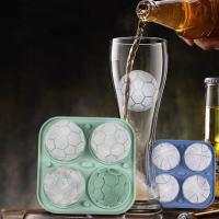 China MHC Eco-Friendly Silicone Ice Cube Trays For Freezer With Cover Balls 3D Football Round Ice Mould for sale