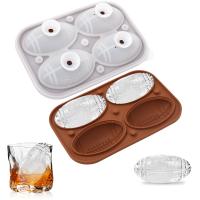 China MHC Factory Wholesale Ice Cube Tray Shapes Funny With Lid Balls 3D Rugby Football Ice Tray for sale