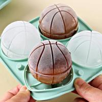 China MHC Bpa Free Silicone Ice Mold With Lid And Bin Easy Release Large Balls Circle 3D Basketball Round Ice Cube for sale