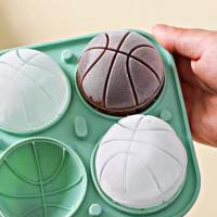 China MHC Bpa Free Silicone Ice Mold With Lid And Bin Easy Release Large Balls Circle 3D Basketball Round Ice Cube for sale