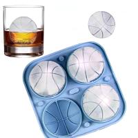 China MHC Bpa Free Silicone Ice Mold With Lid And Bin Easy Release Large Balls Circle 3D Basketball Round Ice Cube for sale