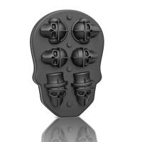 China MHC 3D Cranial Shape Skull Ice Molds For Whiskey Tray With Non-Spill Lid for sale