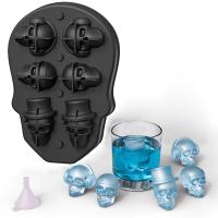China MHC 3D Cranial Shape Skull Ice Molds For Whiskey Tray With Non-Spill Lid for sale