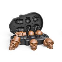 China MHC 3D Cranial Shape Skull Ice Molds For Whiskey Tray With Non-Spill Lid for sale