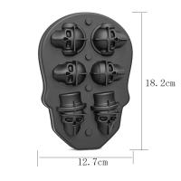 China MHC 3D Cranial Shape Skull Ice Molds For Whiskey Tray With Non-Spill Lid for sale