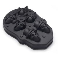 China MHC 3D Cranial Shape Skull Ice Molds For Whiskey Tray With Non-Spill Lid for sale