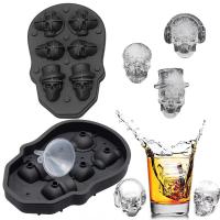 China MHC 3D Cranial Shape Skull Ice Molds For Whiskey Tray With Non-Spill Lid for sale