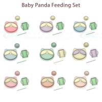 China Ergonomic Panda Silicone 6-12 Months On The Go Suction Plate Set for Baby Feeding Essentials for sale