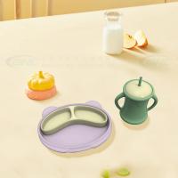 China Ergonomic Panda Silicone 6-12 Months On The Go Suction Plate Set for Baby Feeding Essentials for sale