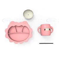 China MHC Newborn Sheep Silicone Weaning Feeding Cup Bowl Bib Spoons Essentials Suction Plate Set for sale