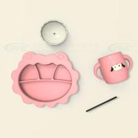 China MHC Newborn Sheep Silicone Weaning Feeding Cup Bowl Bib Spoons Essentials Suction Plate Set for sale