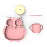 China MHC Owl Baby Feeding Products Silicone Feeding Set Bowl Lid Spoon for Baby Nursing for sale