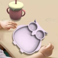China MHC Owl Baby Feeding Products Silicone Feeding Set Bowl Lid Spoon for Baby Nursing for sale